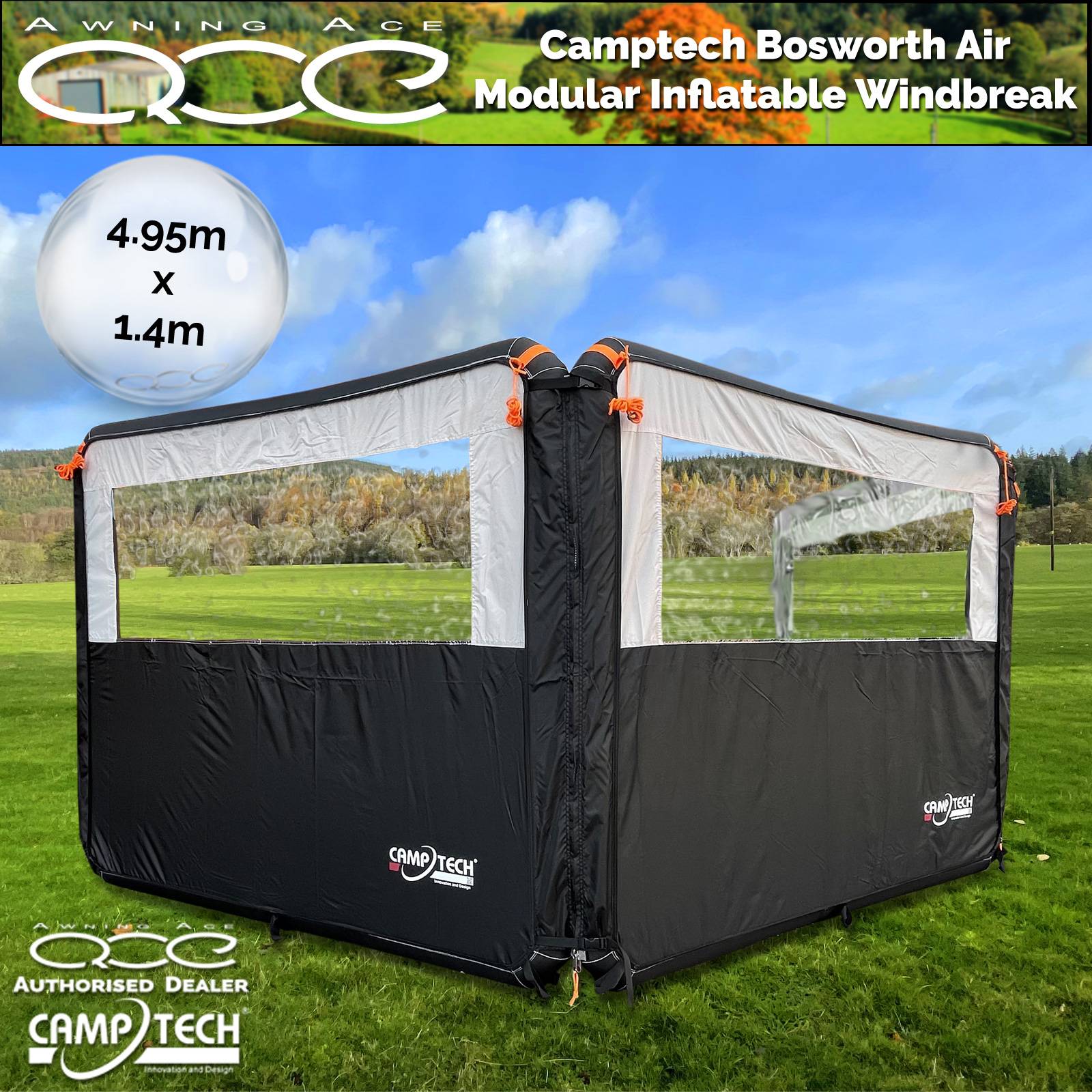 Air Inflatable Windbreak Camptech Bosworth 3 Panel - awningace.com