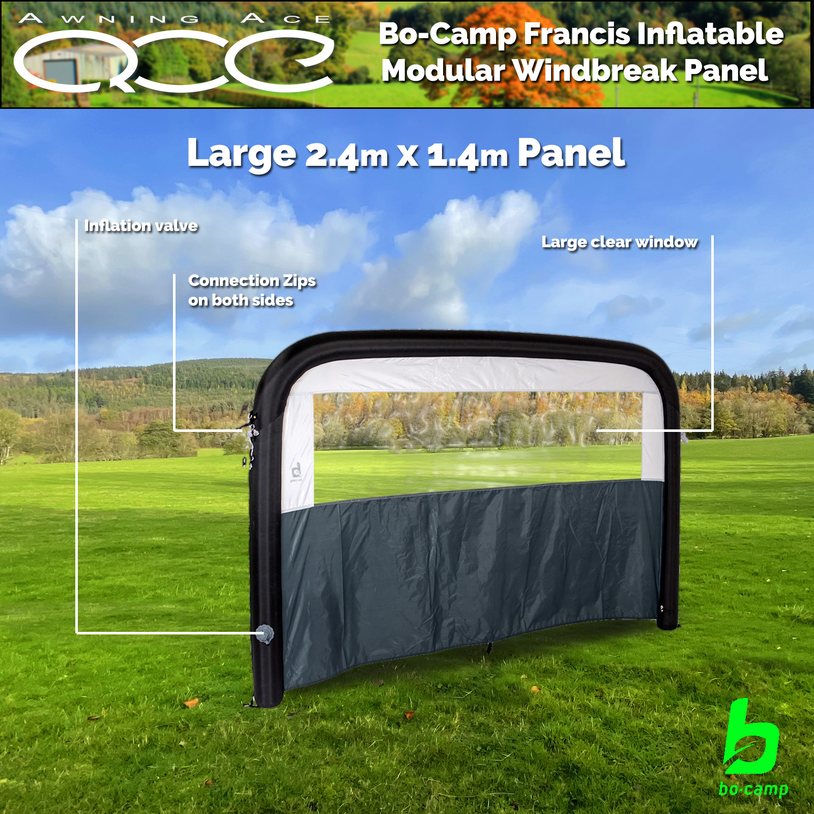 Bo-Camp Francis Inflatable Modular Windbreak Panel - awningace.com