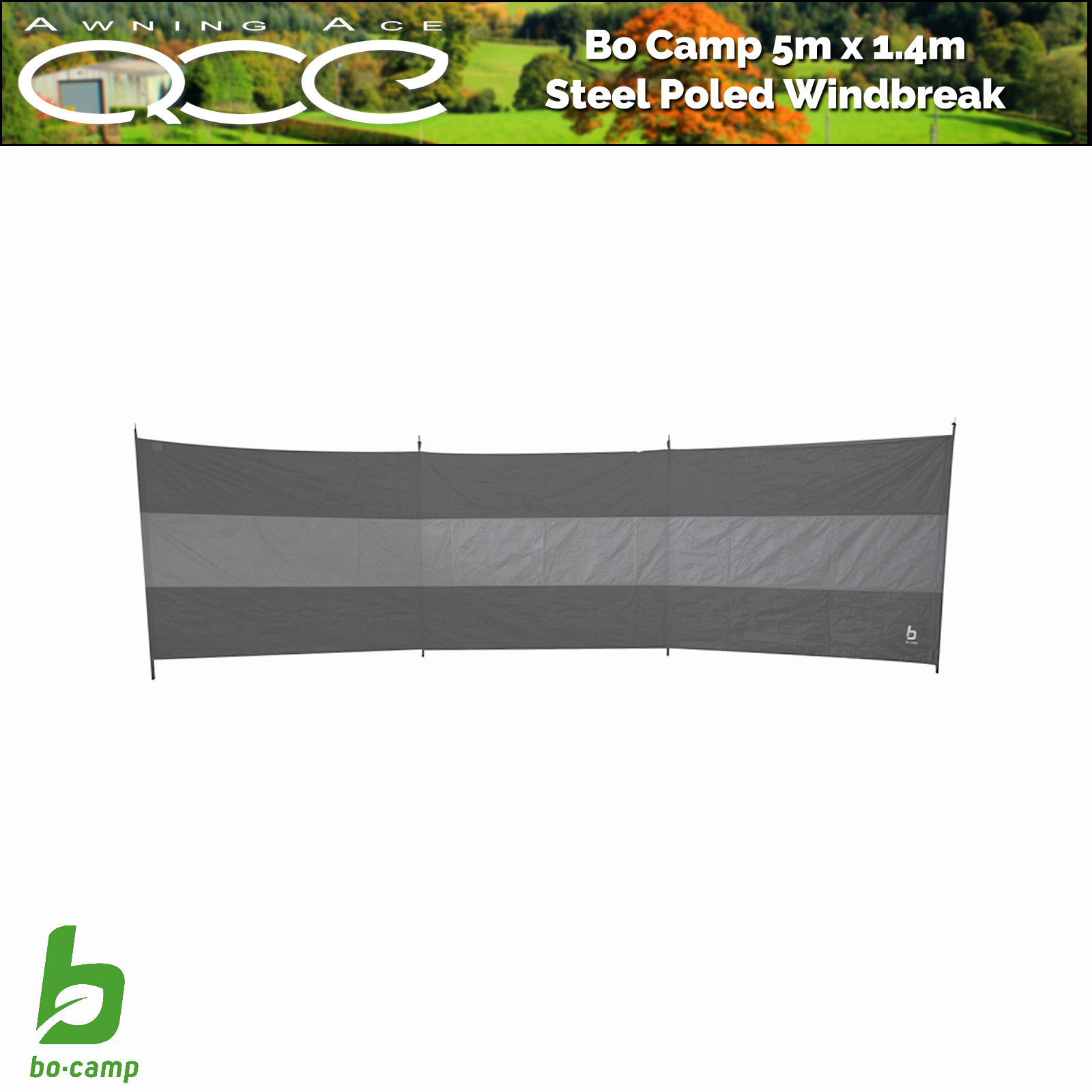 Bo-Camp Brendan 3 Panel 5 Metre Windbreak - awningace.com