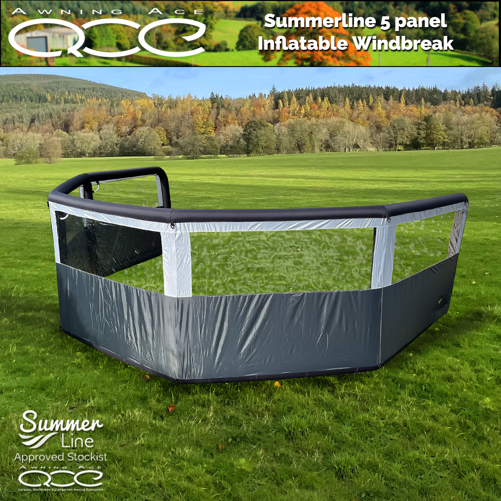5 Panel Inflatable Air Windbreak Adjustable 5m - awningace.com
