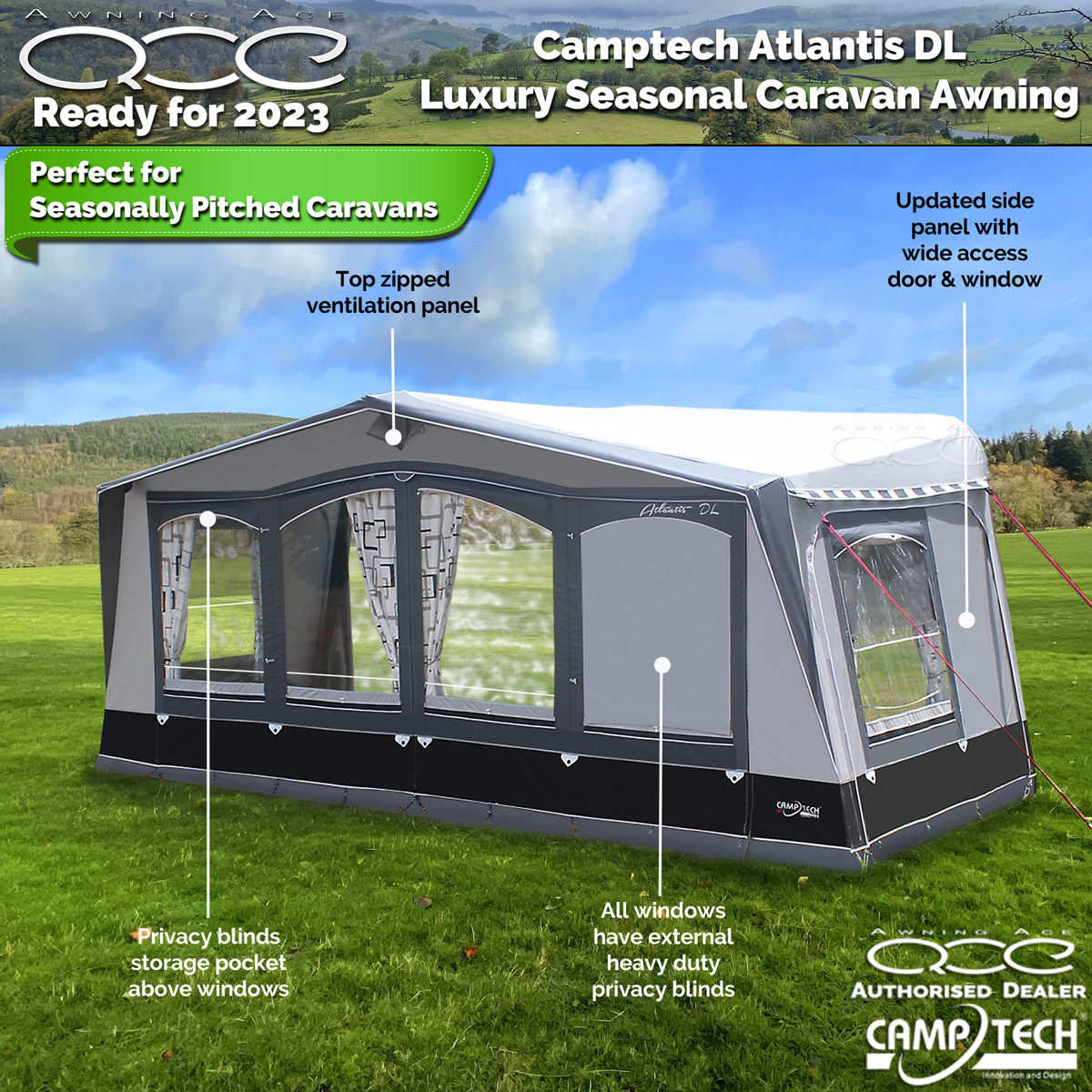 Camptech Atlantis DL Luxury Caravan Awning - awningace.com