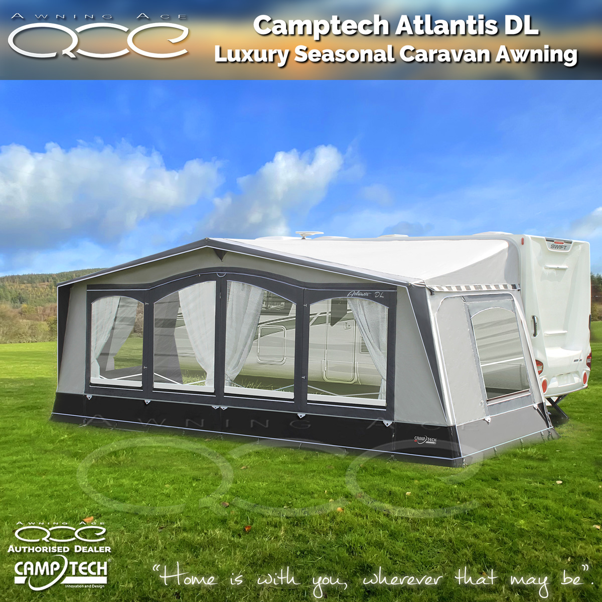 Camptech Atlantis DL Size 11 925cm Caravan Awning - awningace.com