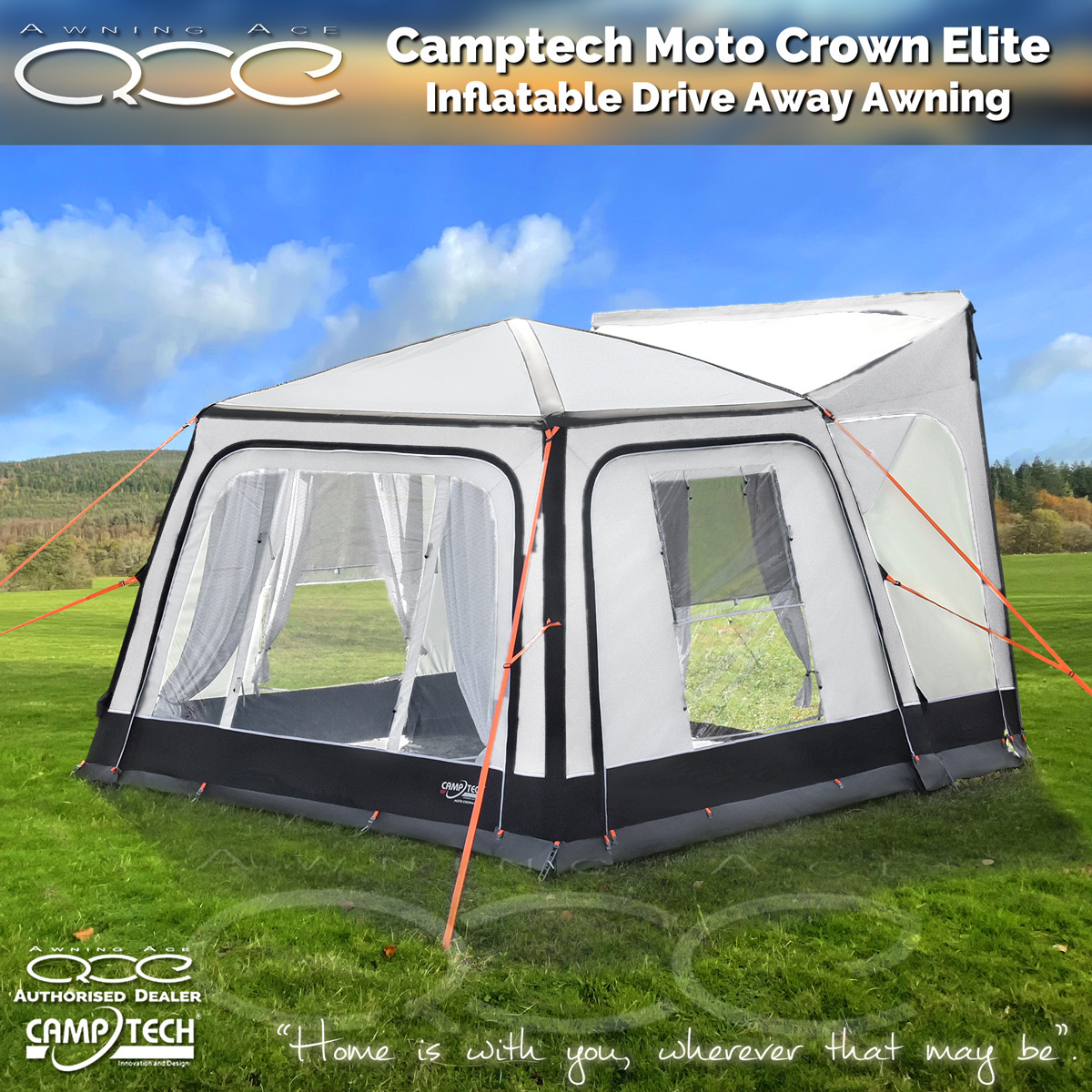 Camptech Moto Air Crown MIDI Campervan Drive Away Awning - awningace.com