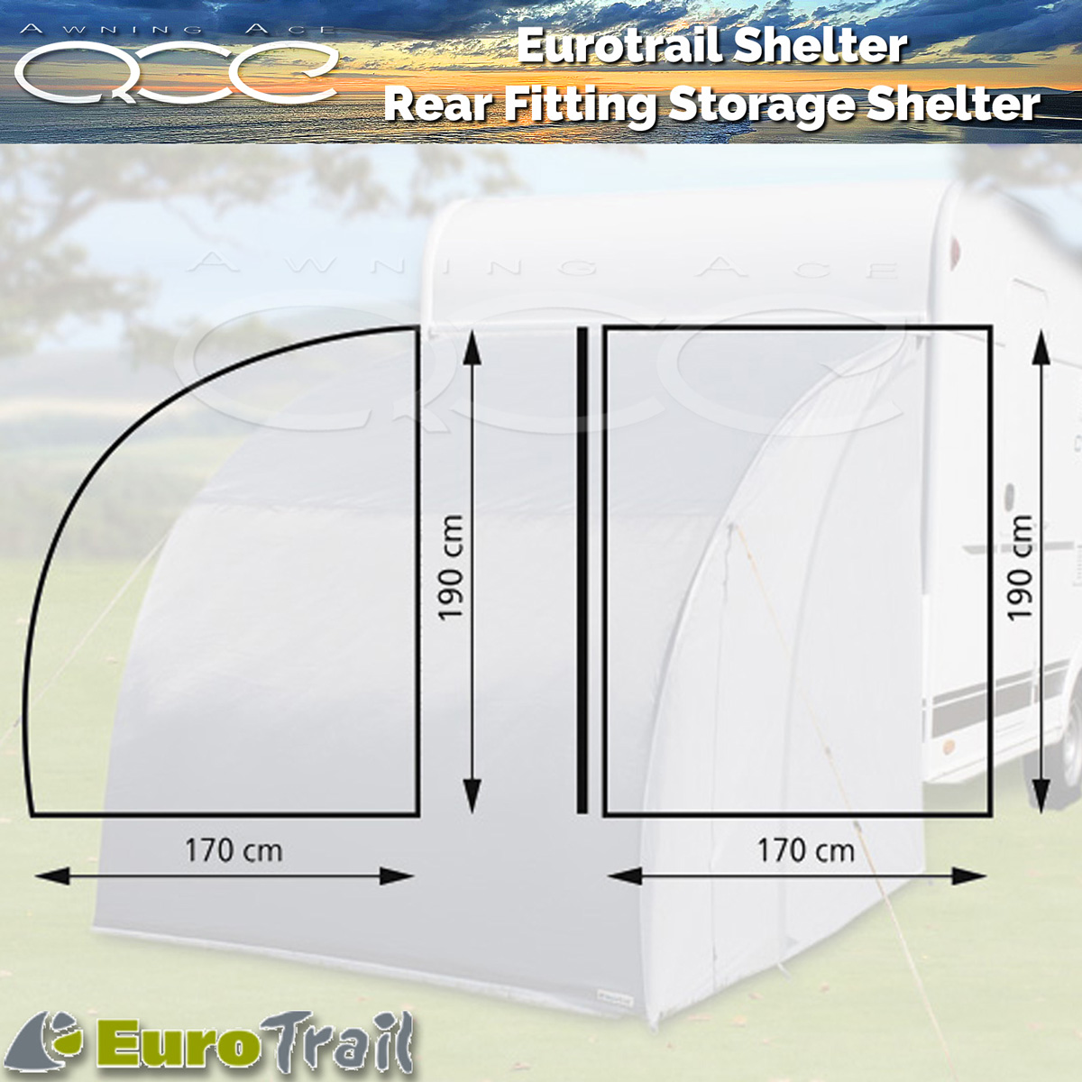 EuroTrail XL Rear Storage Tent Shelter - awningace.com