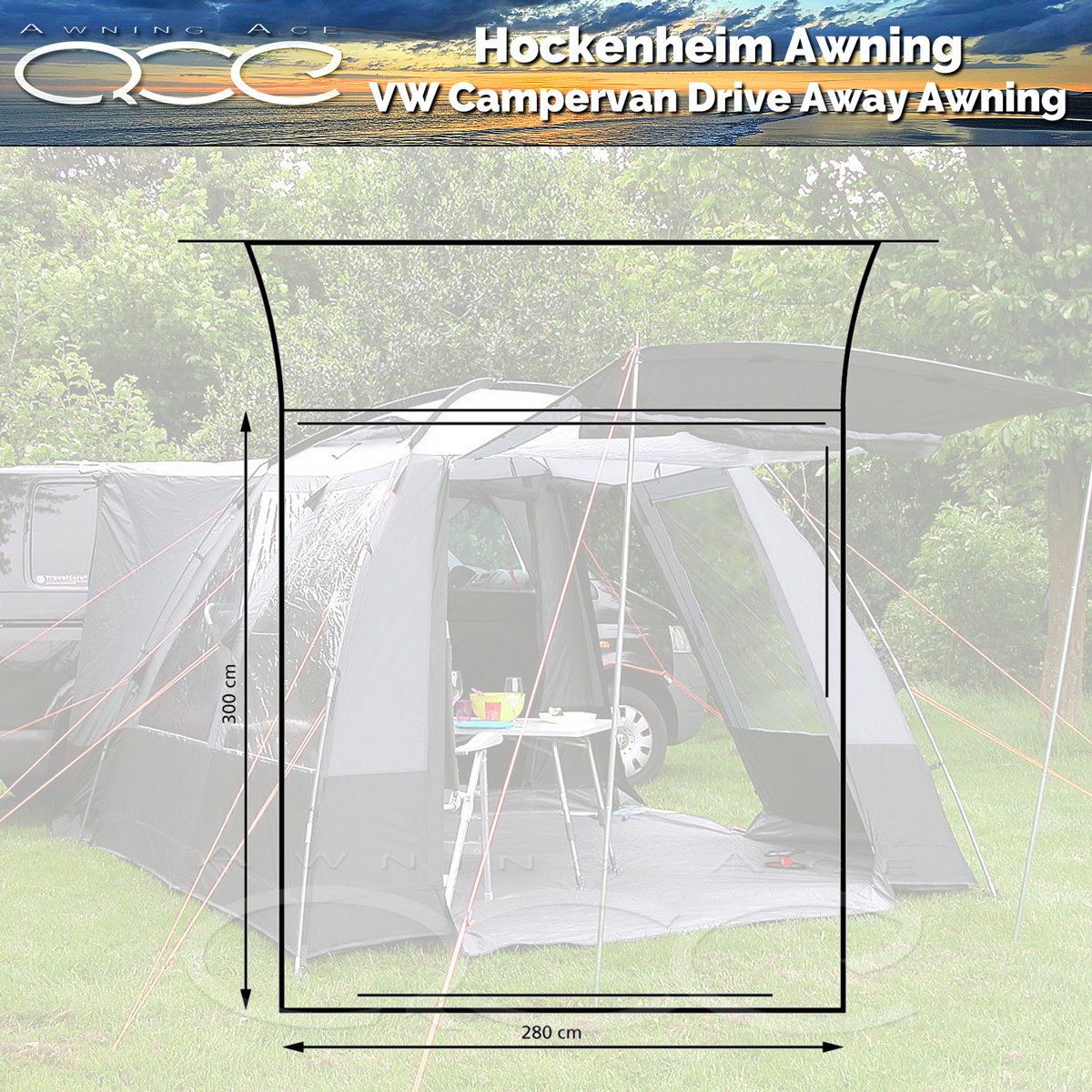 Driveaway Campervan Awning VW T4 T5 T6 Transporter - awningace.com