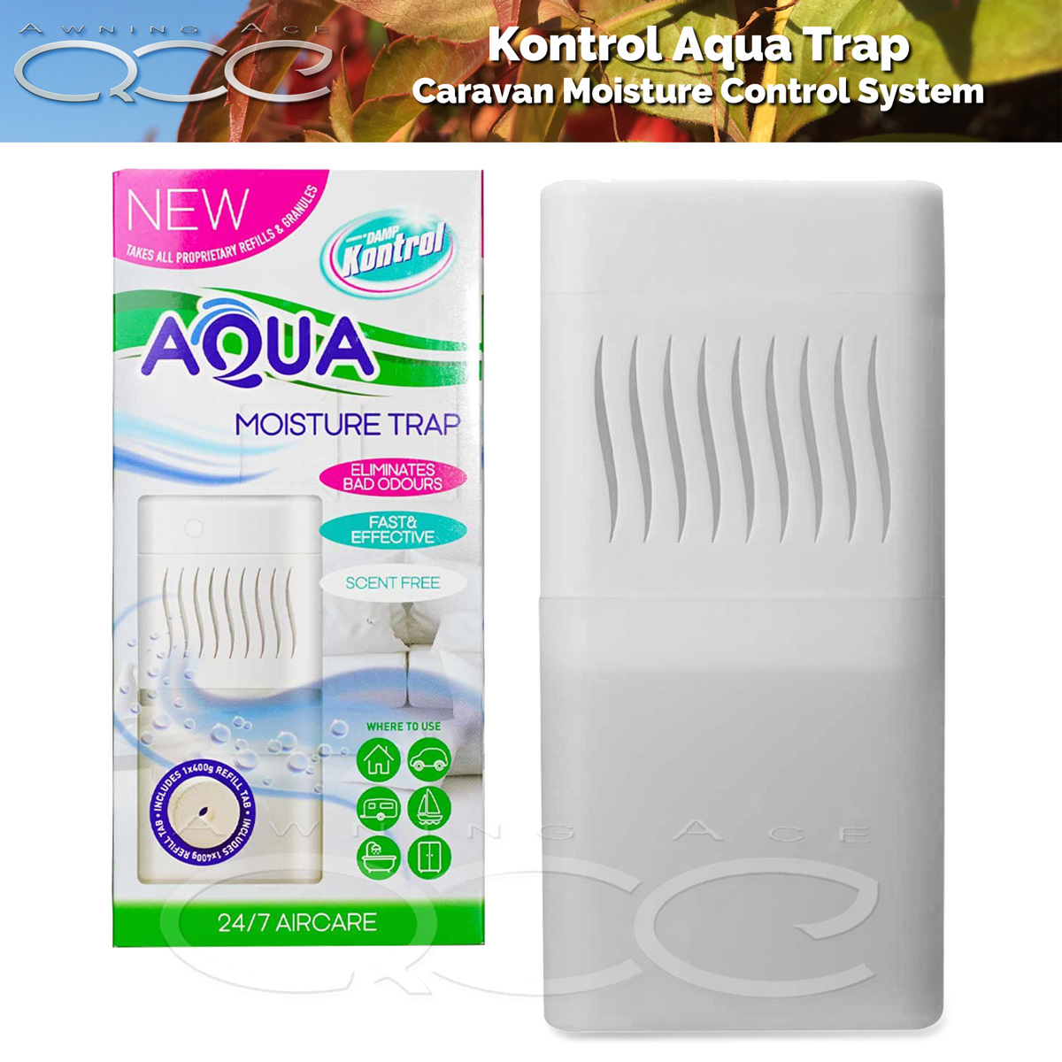 Kontrol Aqua Trap Refillable Moisture Control System - awningace.com