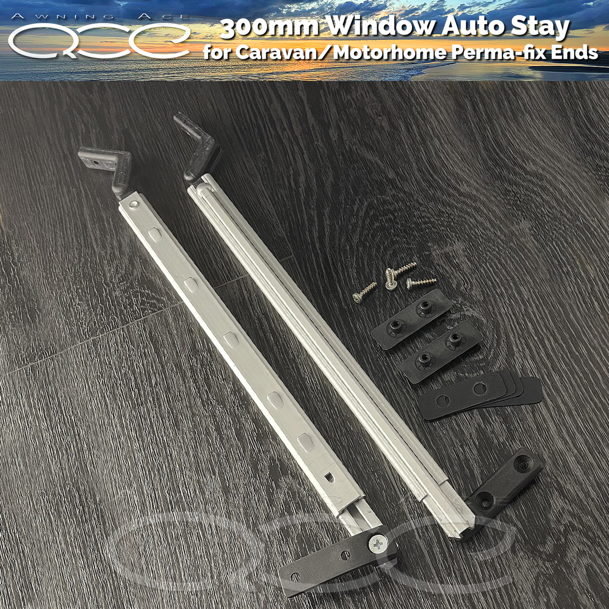 300mm Window Auto Stay for Caravan/Motorhome Perma-fix End - awningace.com