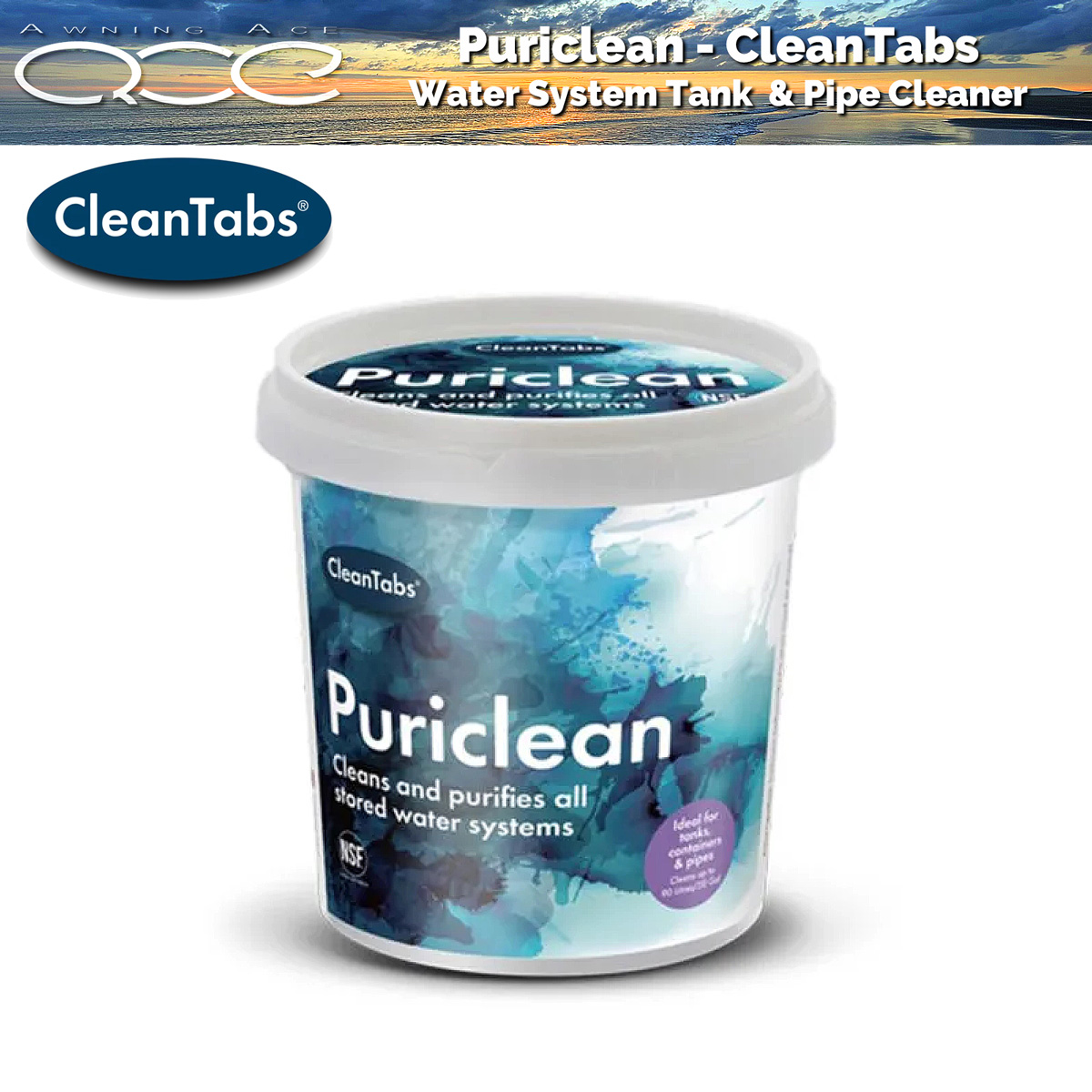 Puriclean Caravan Motorhome Water System Cleaner Steriliser - awningace.com