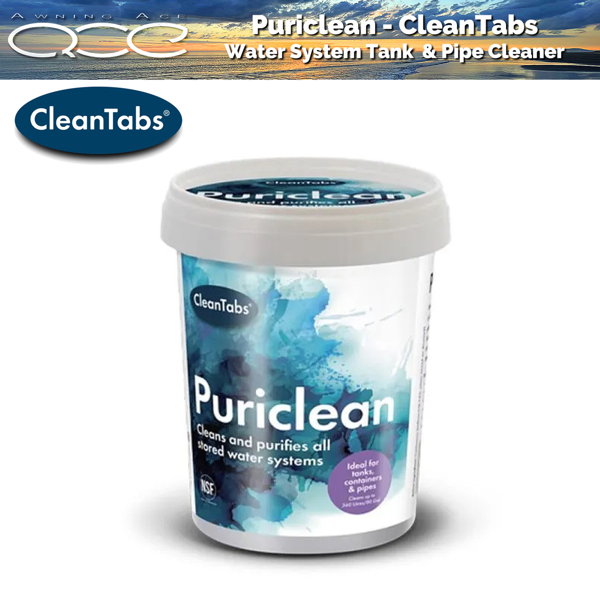 Puriclean Caravan Motorhome Water System Cleaner Steriliser - awningace.com
