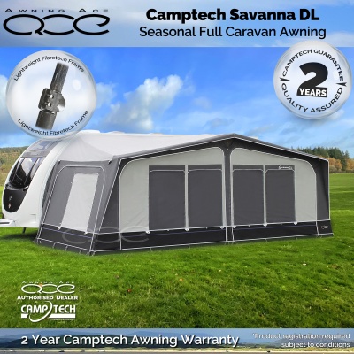 Camptech Savanna DL Fibre Framework Caravan Awnings - awningace.com