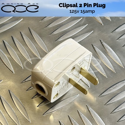Clipsal 2 Pin (Flat) 12v 15 Amp Plug Beige - awningace.com