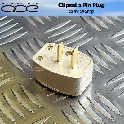 Clipsal 2 Pin (Flat) 12v 15 Amp Plug Beige - awningace.com