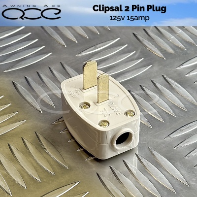 Clipsal 2 Pin (Flat) 12v 15 Amp Plug Beige - awningace.com