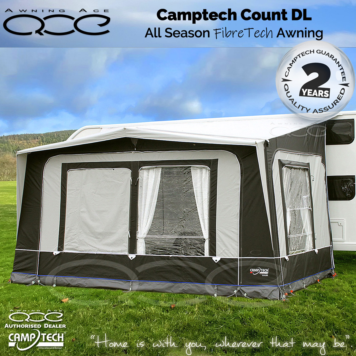 Camptech Count DL All Seasonal Caravan Awning FibreTech Frame ...