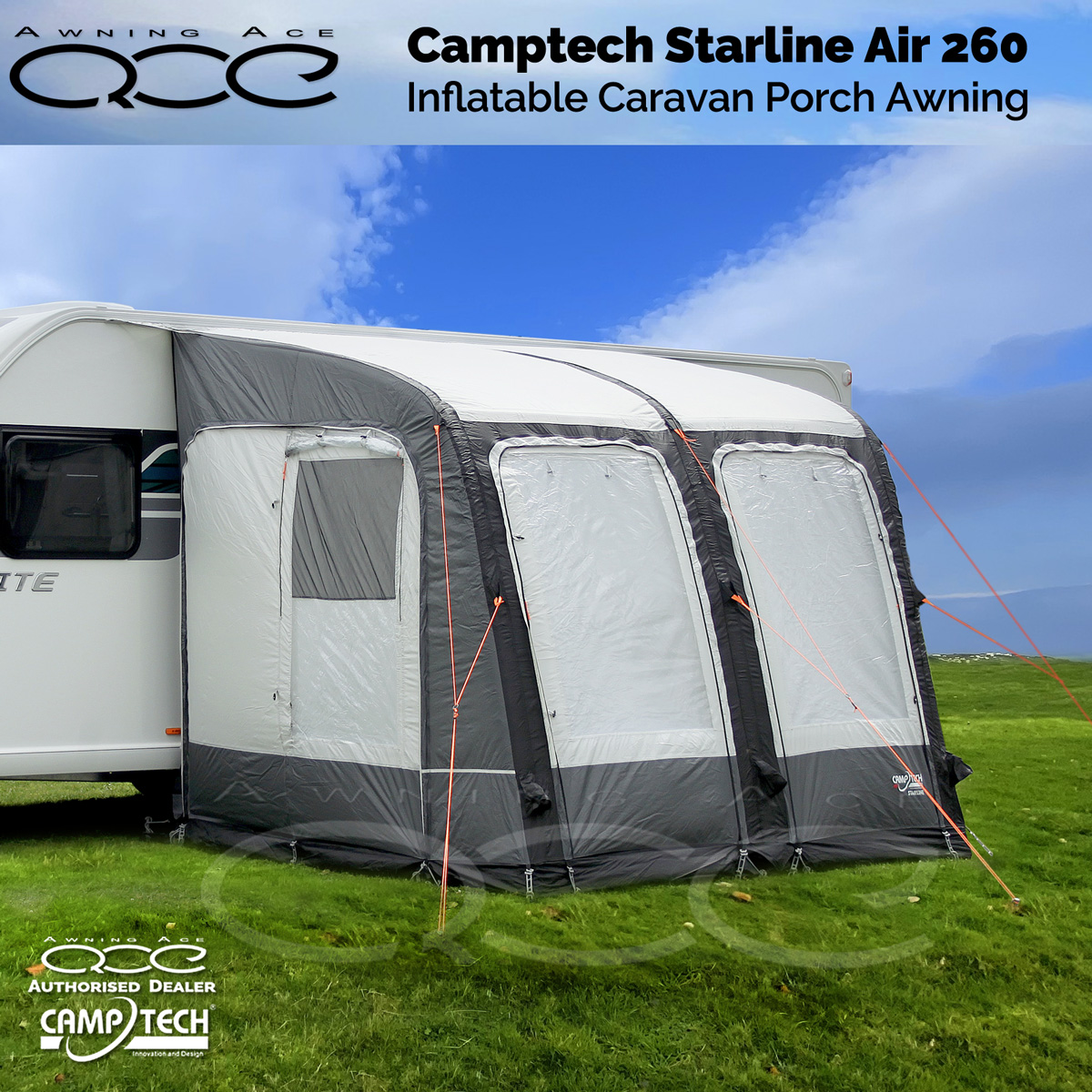 Camptech Starline 260 Air Inflatable Caravan Porch Awning - awningace.com