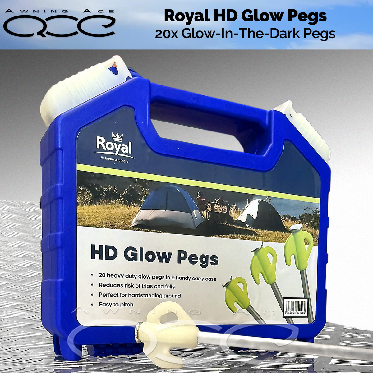 Heavy Duty Hard Ground Pegs and storage box. Pack of 20 pegs ...