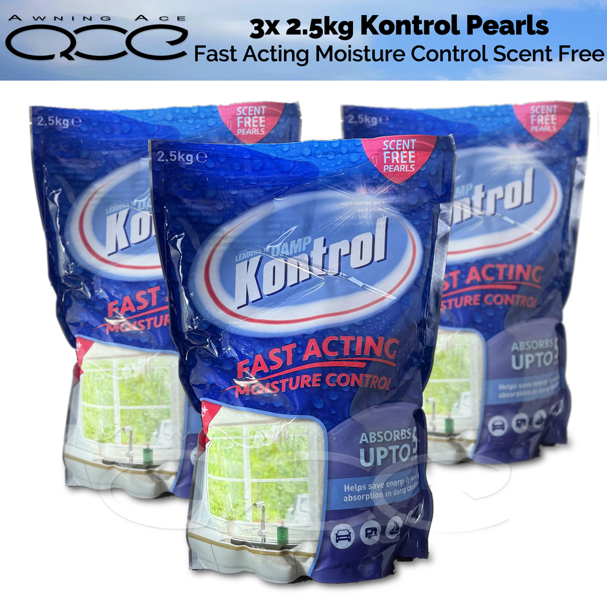 Kontrol Krystals Scent Free Moisture Control Pearls 3x 2.5kg Refill ...
