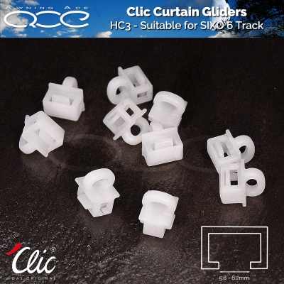Hinno Clic Curtain Gliders (HC3) for Caravans with SixO 6 Rail Rail ...